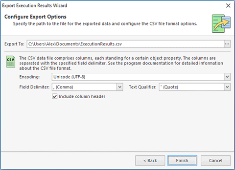 Exporting Execution Results - Remote Installer